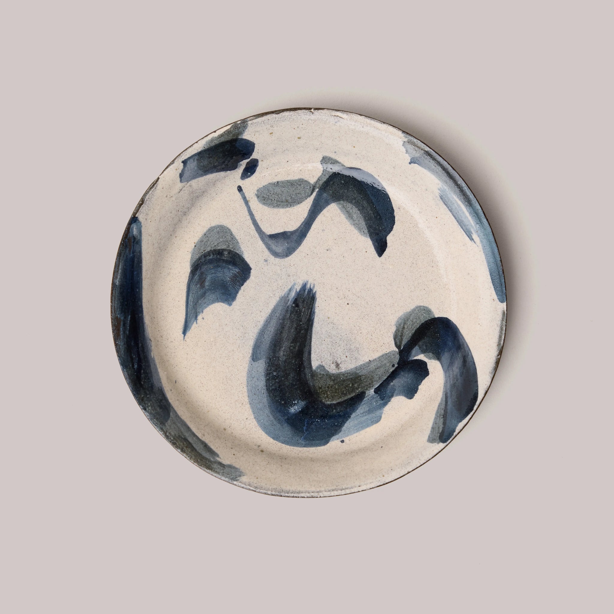 Hand painted Round Ceramic Plates - Pink & Tan